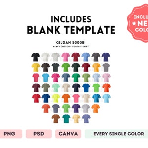 G500B Color + Size Chart | EDITABLE Canva Template | G500B Heavy Cotton ...