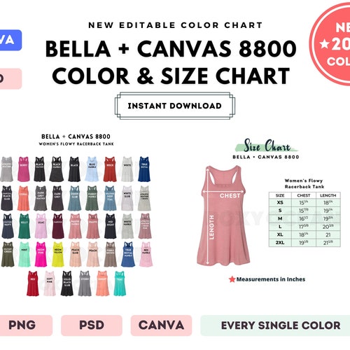 Next Level 5080 Color Size Chart EDITABLE Canva Template - Etsy