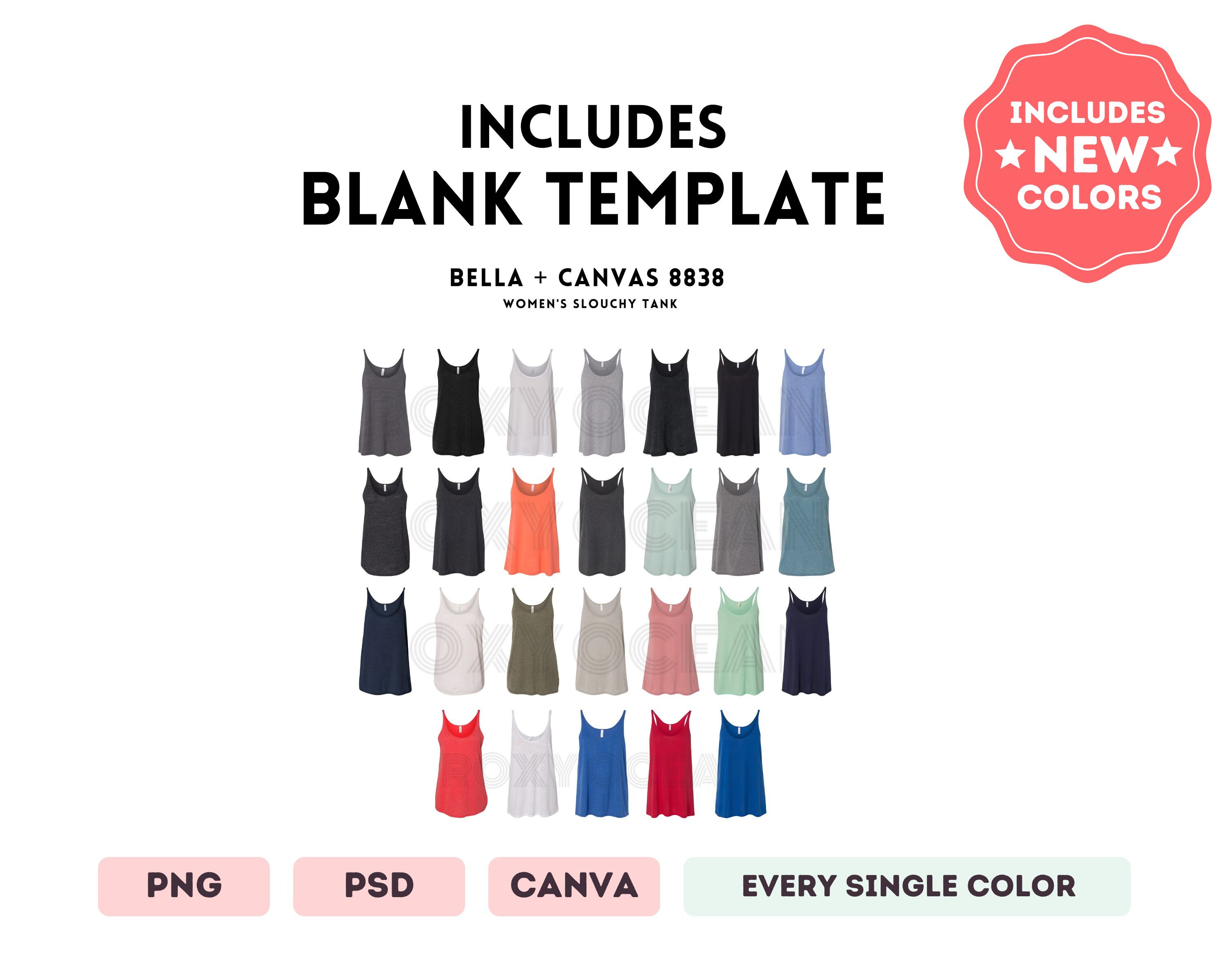 Bella Canvas 8838 Color + Size Chart | EDITABLE Canva Template | 8838 ...