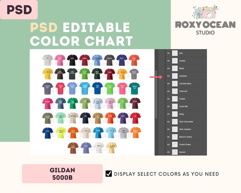 G500B Color + Size Chart | EDITABLE Canva Template | G500B Heavy Cotton ...