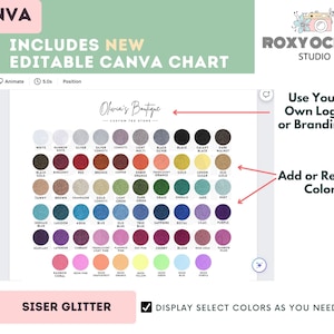 Siser Glitter Color Chart | EDITABLE Canva Template | Glitter Viny ...
