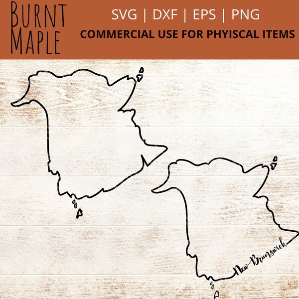 New Brunswick Map - Etsy