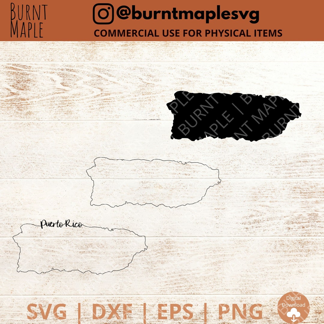 Puerto Rico Outline SVG - Puerto Rico Map Outline - Country SVG ...