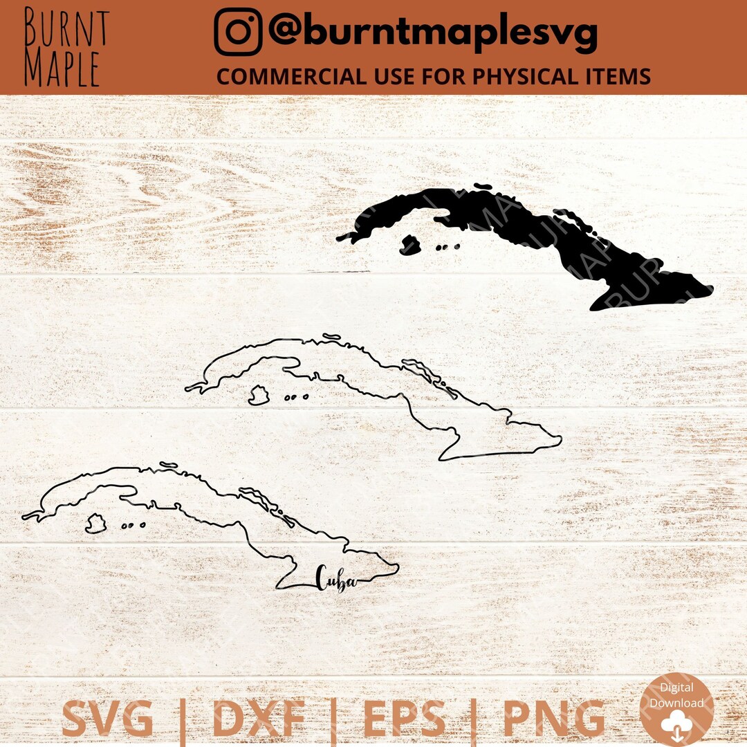 Cuba Outline SVG - Cuba Map Outline - Country SVG - Caribbean SVG ...