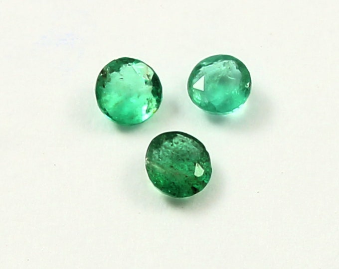 3 Piece Lot Natural Emerald Green Round Faceted 3MM Emerald Round ...