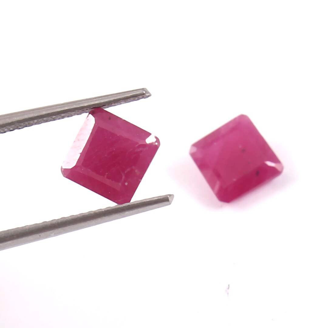 Natural AAA Ruby Square Faceted Cut 7x7mm Ruby Square Cut Faceted Loose ...