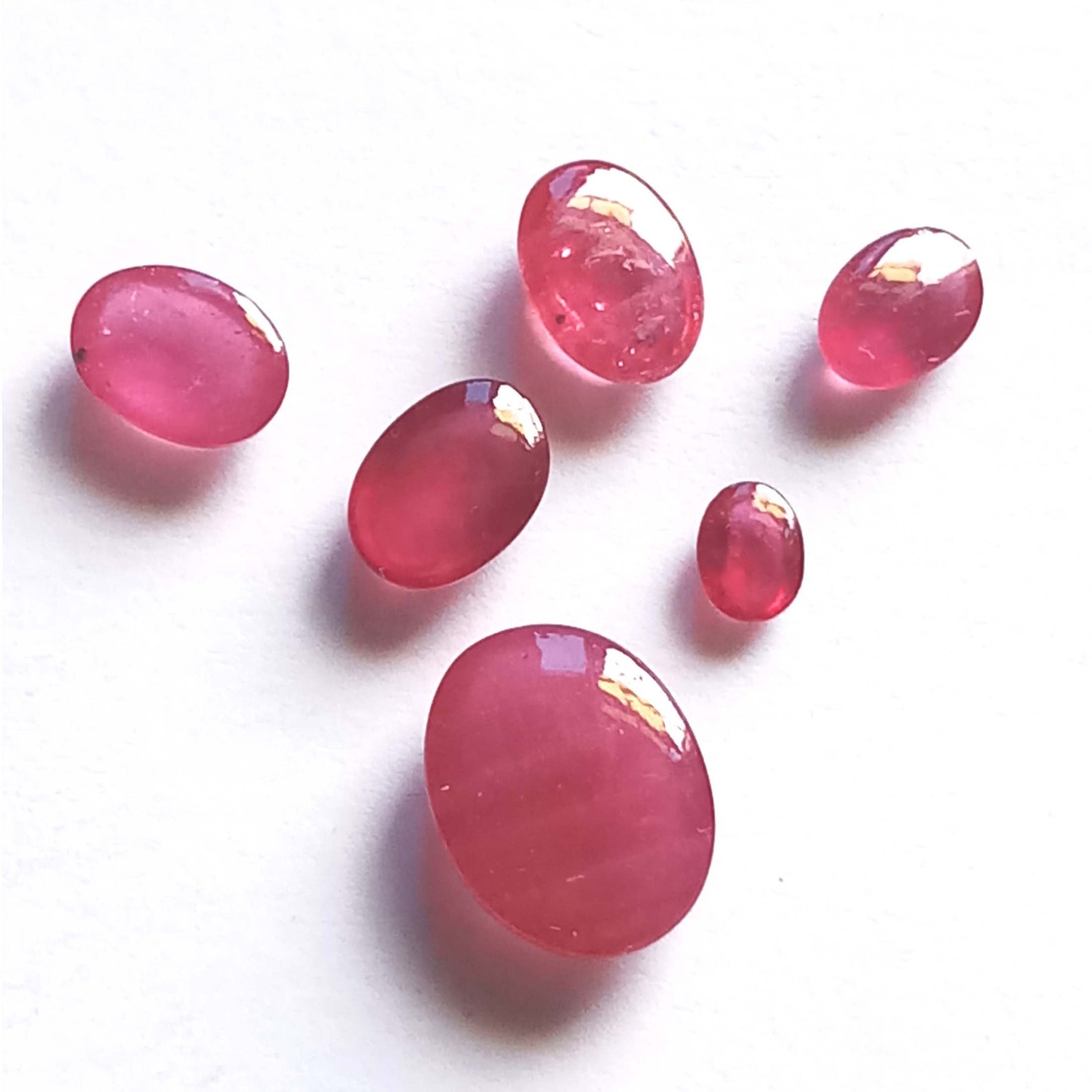 6 Pieces Glass Filled Ruby Cabochons Oval Shape Best Quality | Etsy