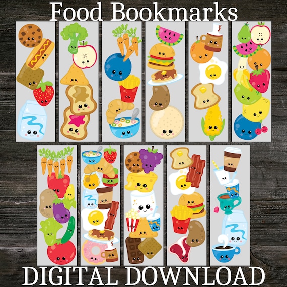 Food Themed Bookmarks Cute Food Bookmark Food Bookmarks | Etsy