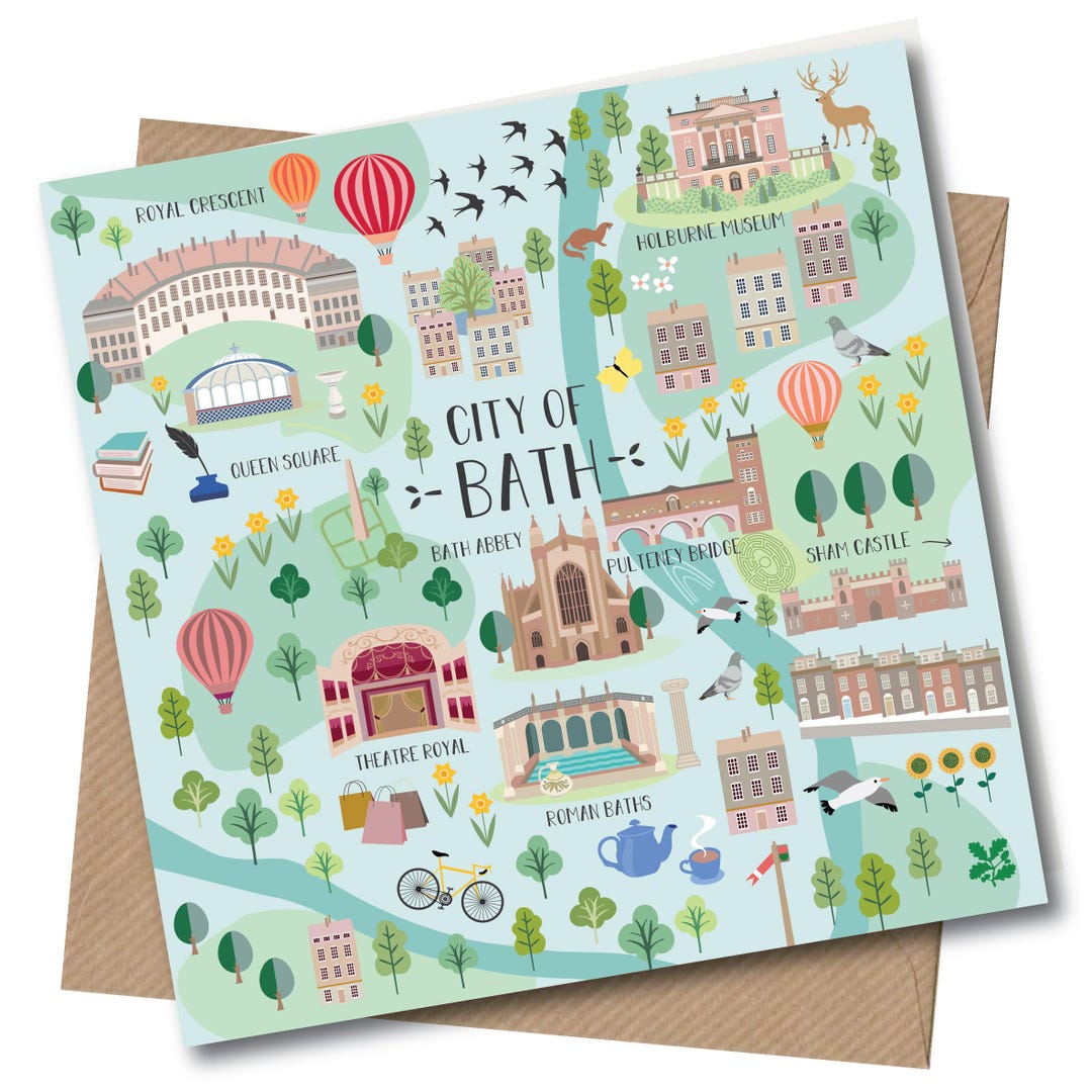 Bath Greetings Card. Bath Souvenir. Bath Illustration. Bath Art. Bath ...