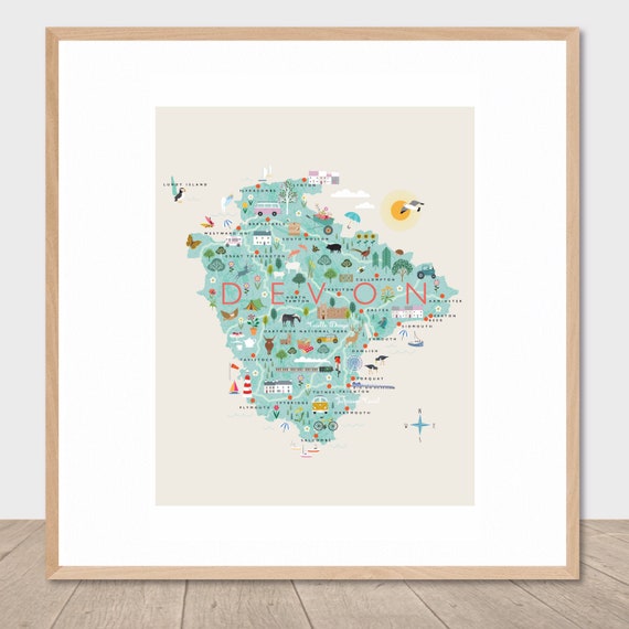 Devon Map Art Print. Devon Art. Devon Wall Art Poster Print. - Etsy UK