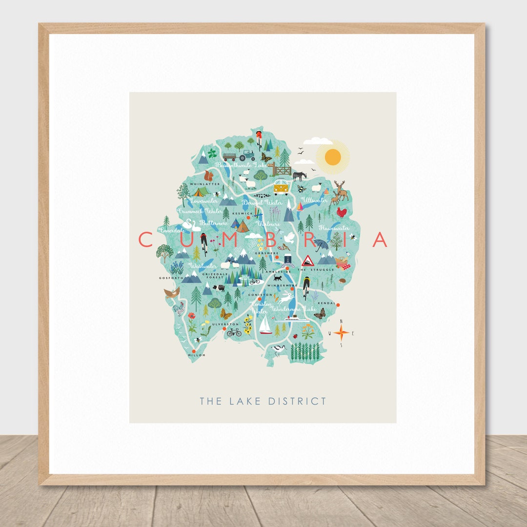 Cumbria Print 'the Lake District'. Art Print. Lake District. Cumbria ...