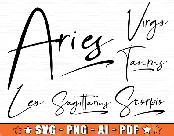 Handwritten Zodiac Signs Script Horoscopes SVG Bundle - Etsy