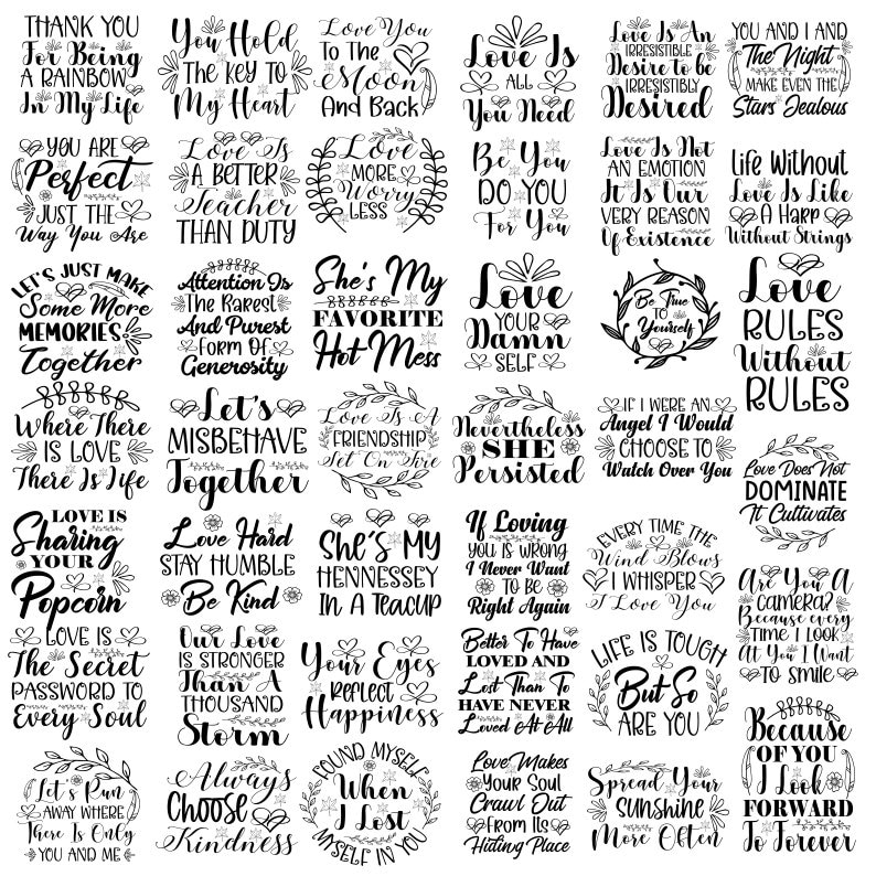 99 Couples Love Quotes SVG Bundle | Biggest Romance Sayings Bundle in ...