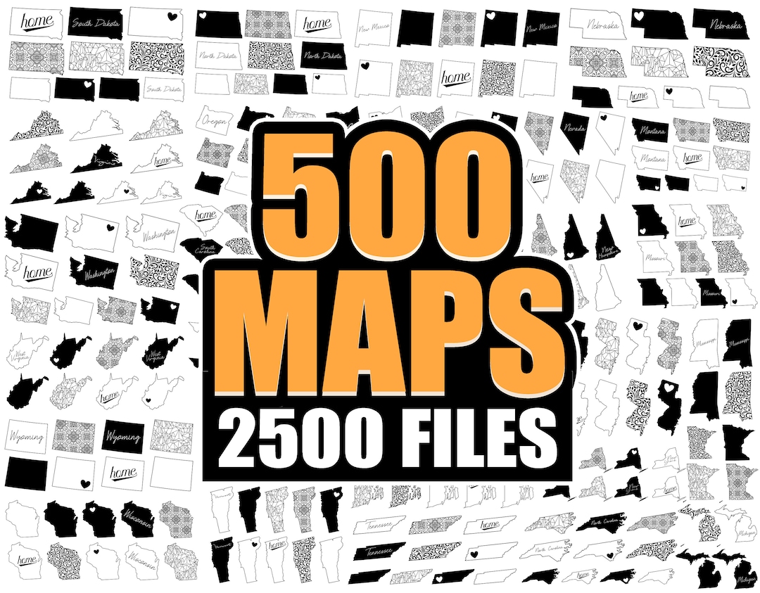 500 Maps Bundle | United States Maps SVG Bundle | US Maps Mega Bundle ...