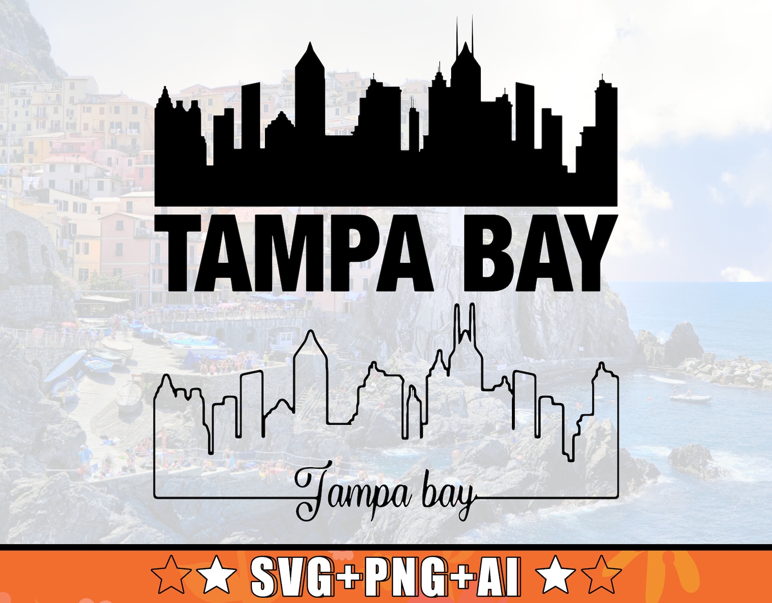 Tampa Bay Skyline SVG With Extra Outline Design Tampa Bay | Etsy
