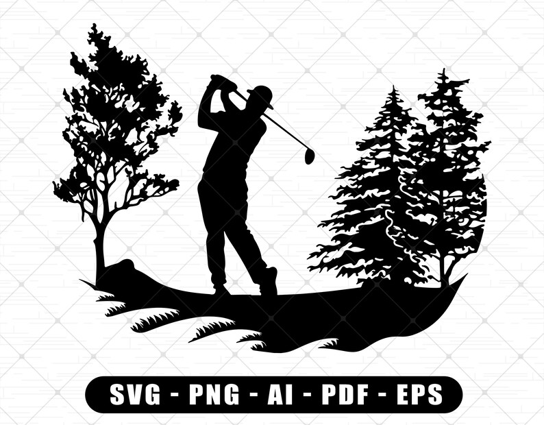 Golfing SVG Silhouette Golf Player Clipart PNG Transparent - Etsy