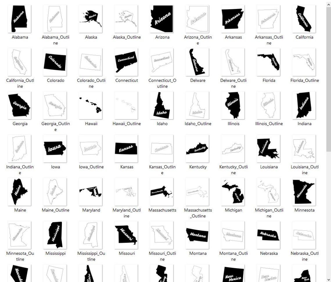 200 United States Map Designs Both Solid and Outline - Etsy