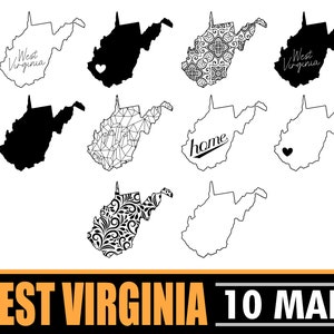 West Virginia State Map SVG Map Bundle Easy Cut Digital File West ...