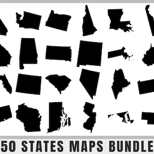 50 States SVG Mega Bundle for United States Individual Maps | 50 SVG ...