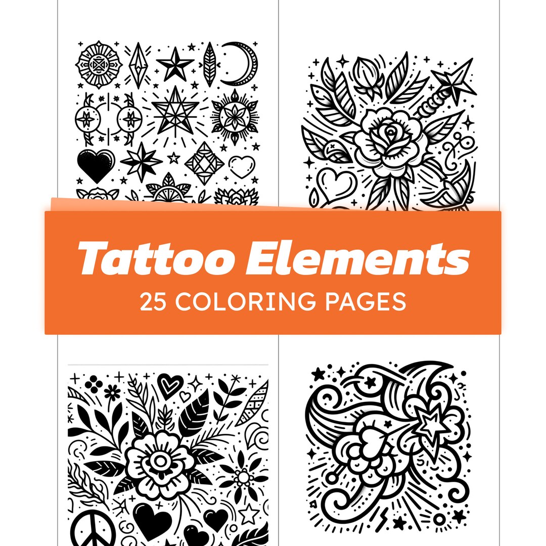 Tattoo Coloring Pages | 25 Coloring Pages A4 PDF | Applicable for ...