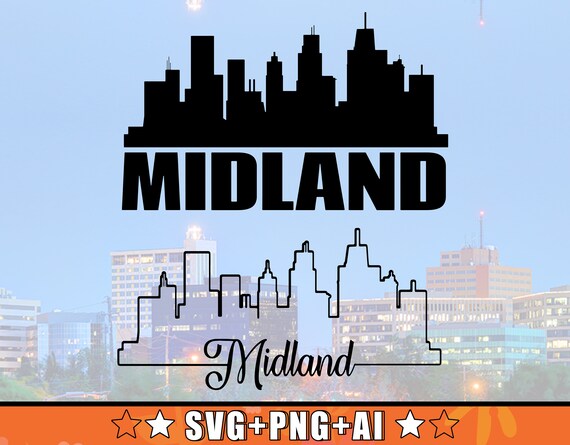 Midland Skyline SVG With Extra Outline Design Midland Texas | Etsy