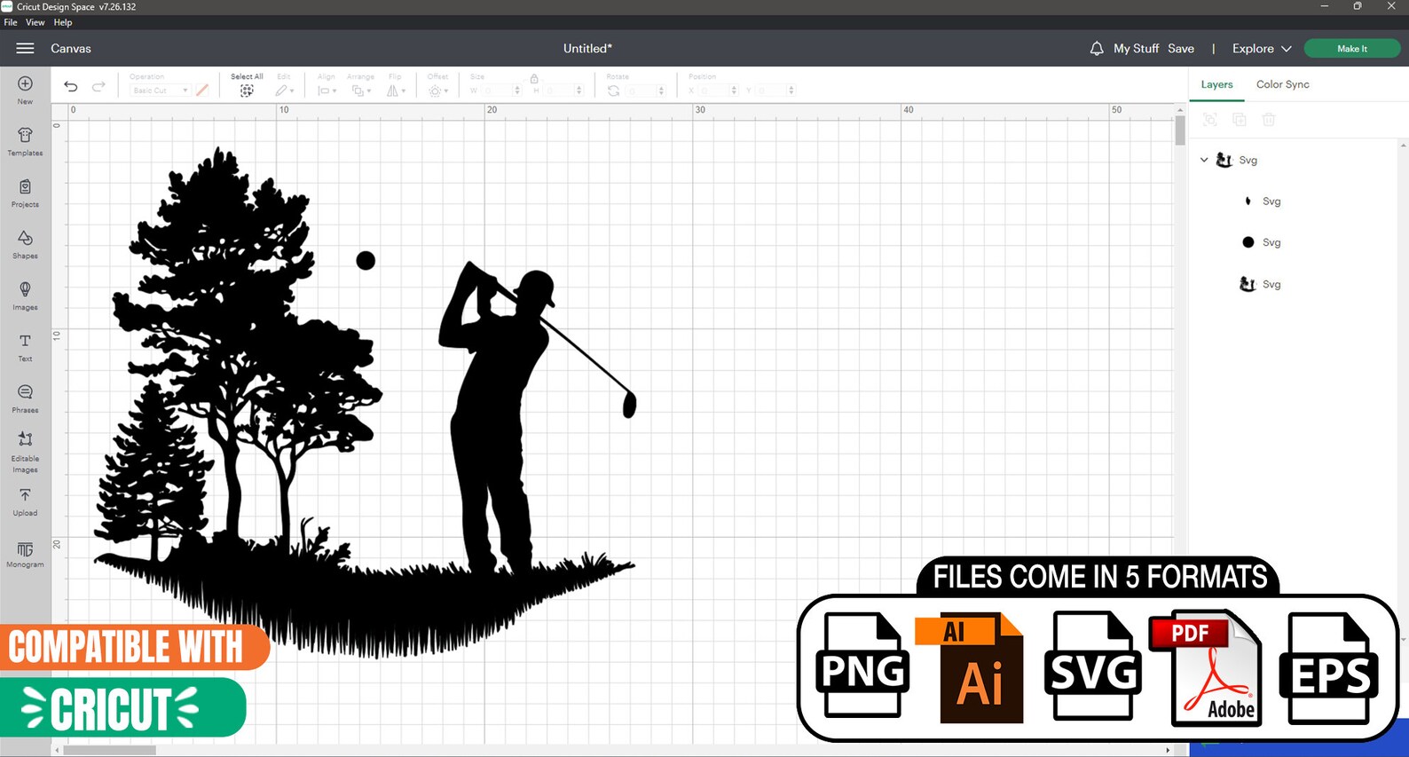 Golfing SVG Clipart | Golf Player PNG Transparent Background | Vintage ...