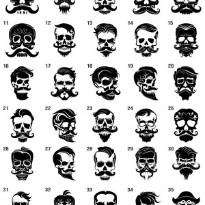 Skulls With Mustache SVG Bundle | Bearded Skulls Digital SVG | Cricut ...