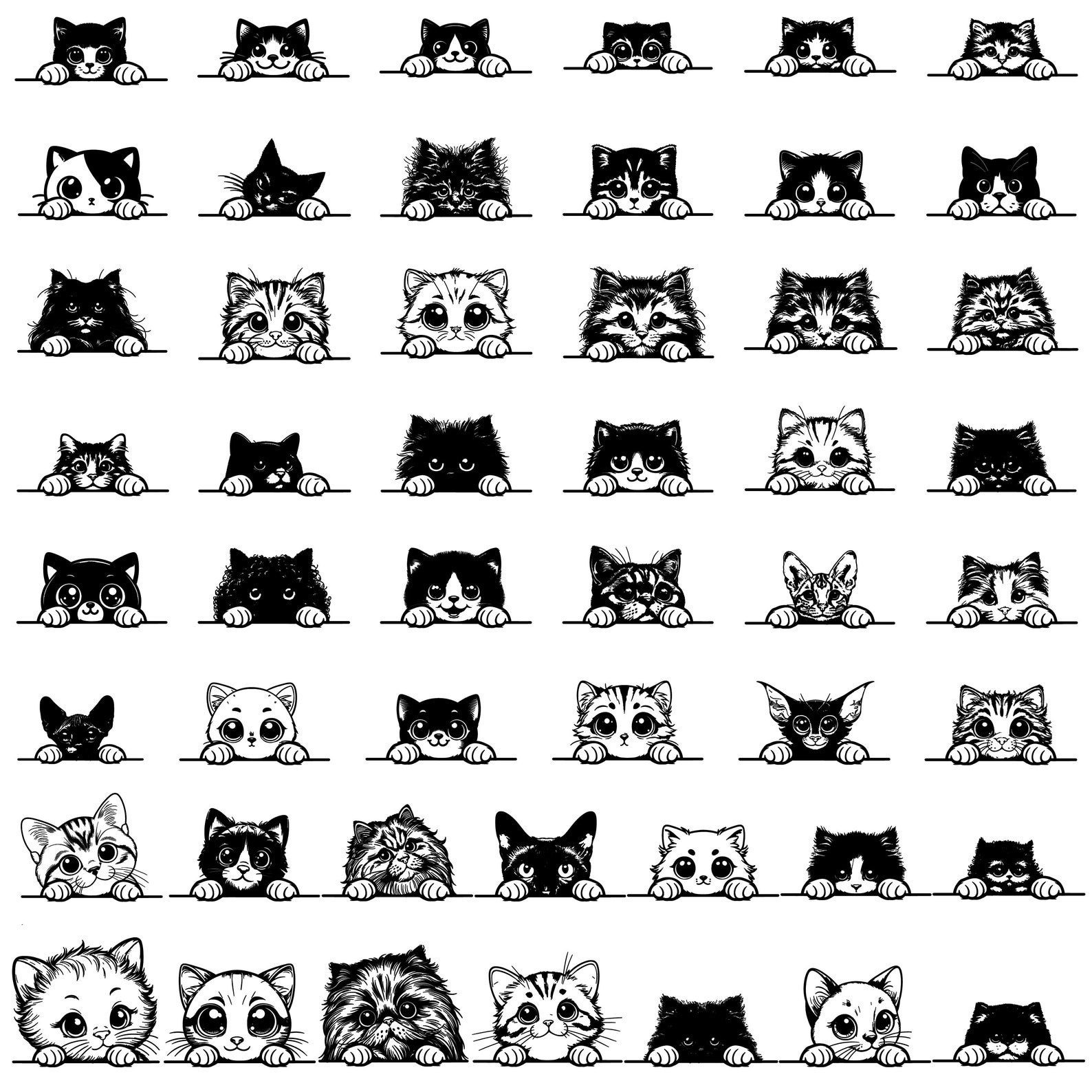 Peeking Cats SVG Bundle | Cute Cat Peeking PNG Bundle | Funny Kittens ...
