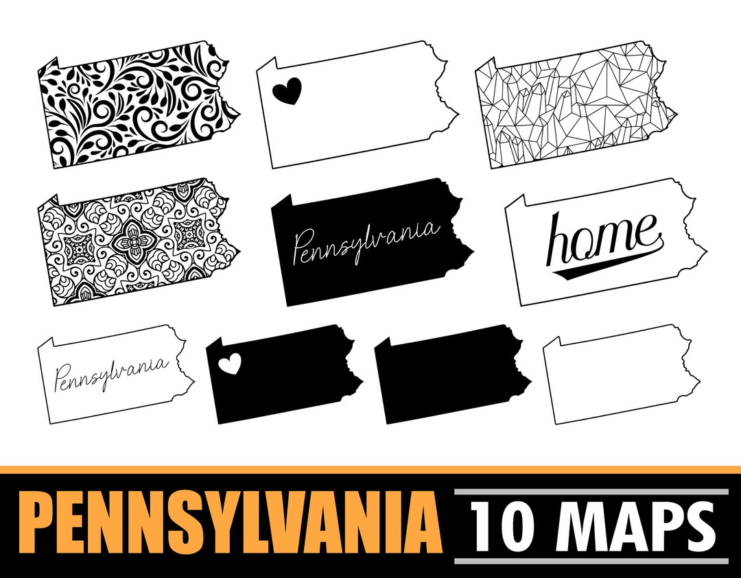 Pennsylvania State Map SVG / Map Bundle Archivo digital de corte fácil ...