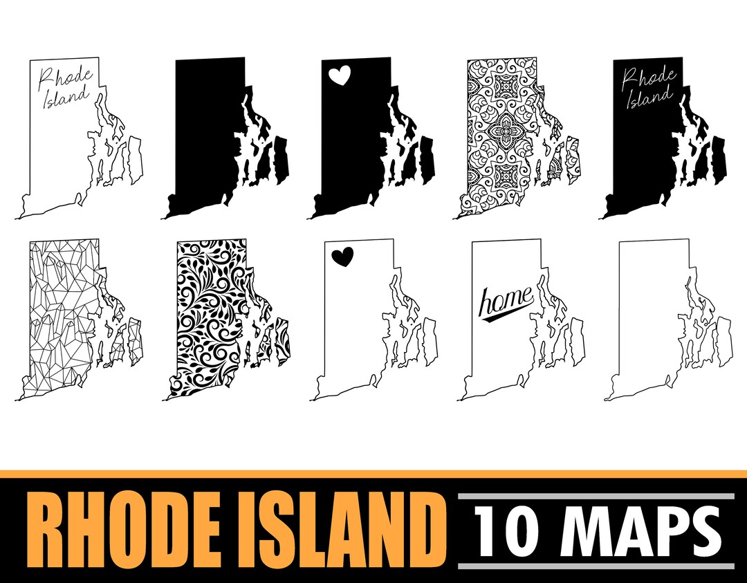 Rhode Island State Map SVG | Map Bundle Easy Cut Digital File | Rhode ...