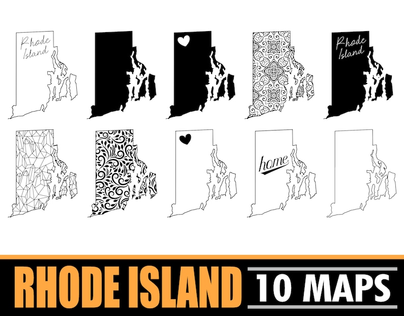 Rhode Island State Map SVG Map Bundle Easy Cut Digital File - Etsy