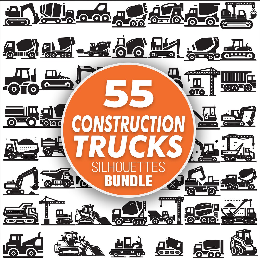 Construction Trucks Silhouettes SVG Bundle | Construction Equipment ...