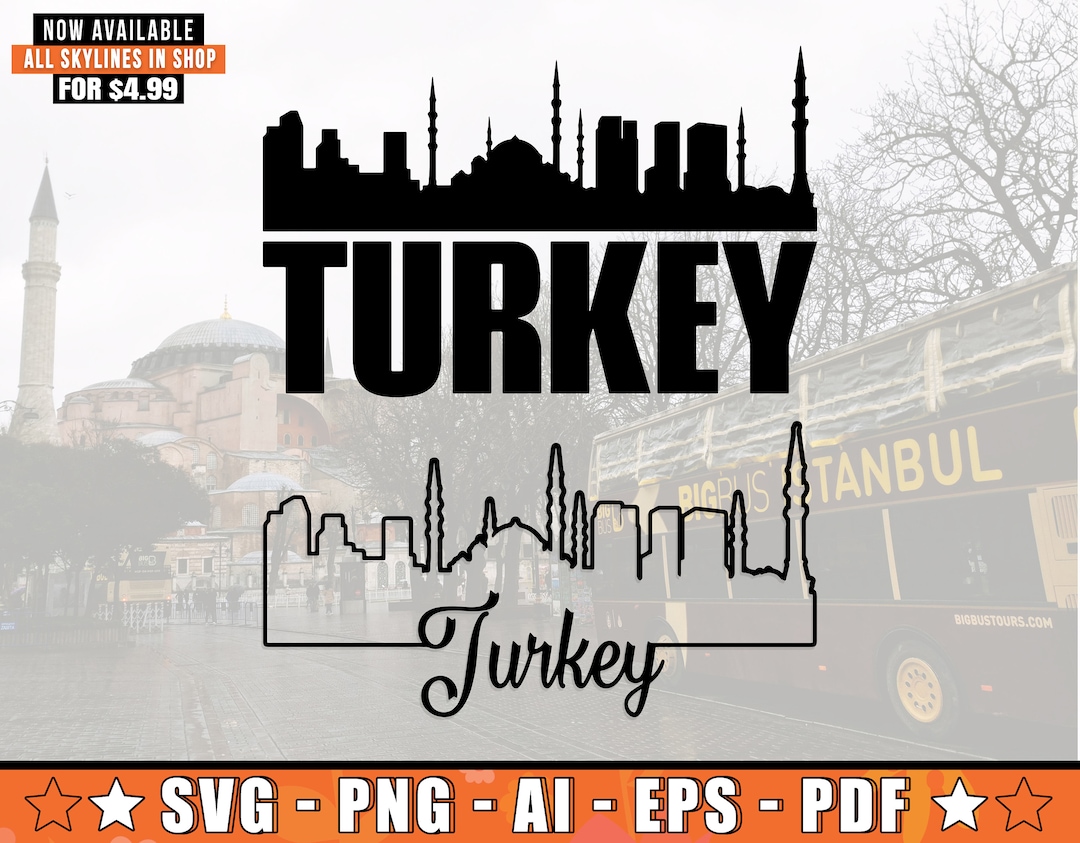 Turkey Skyline SVG With Extra Outline Design | Turkey Turkish Istanbul ...