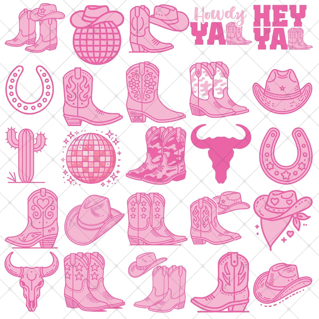 Pink Boots SVG Bundle, Cowgirl Boots SVG Artworks for Cricut, Western ...