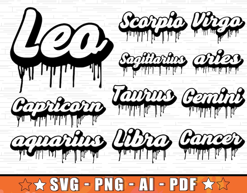 Zodiac Signs Dripping Horoscopes SVG Bundle Astrology Cricut - Etsy