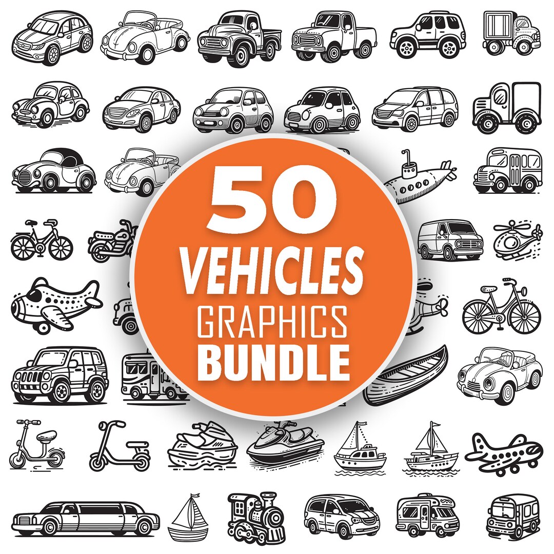 Vehicles Graphics SVG Bundle | 50 Transportation Vehicle Svg | Cars SVG ...