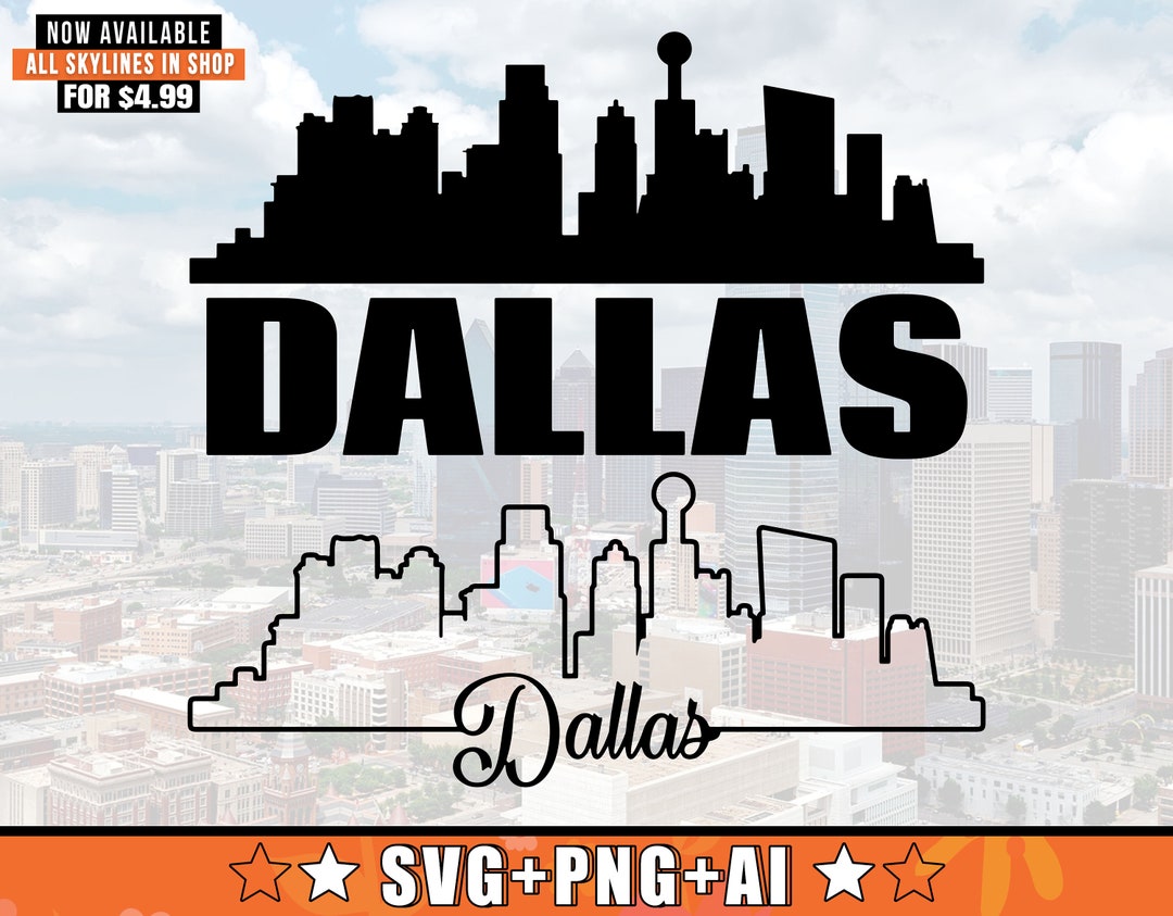 Dallas Skyline SVG With Extra Outline Design | Dallas Texas Skyline ...