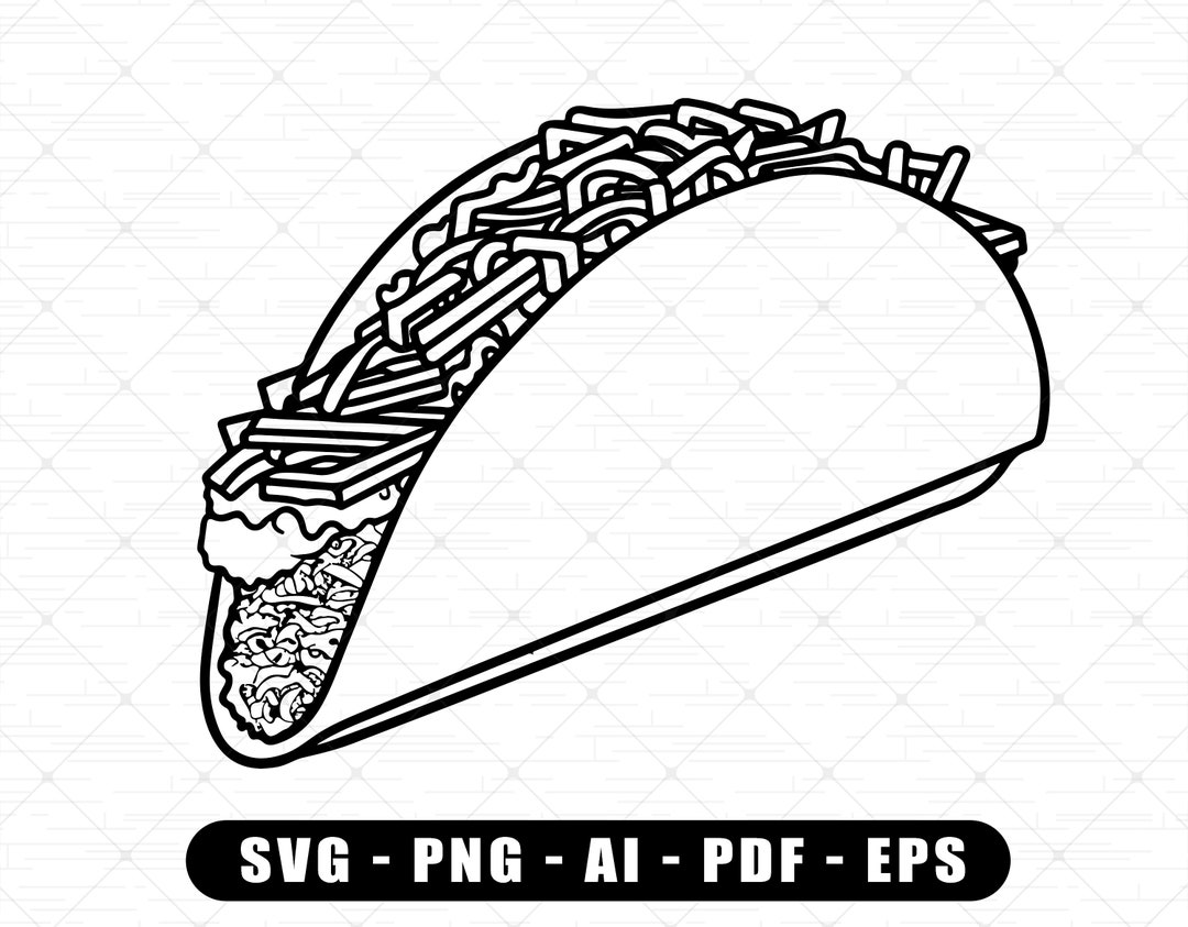 Silueta de Taco Sandwich SVG / Cinco De Mayo Taco Outline SVG ...