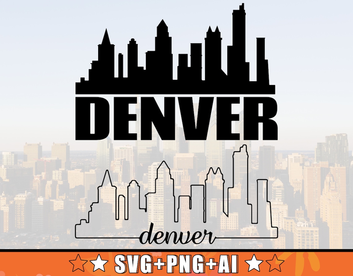 Denver Skyline SVG With Extra Outline Design Denver Colorado | Etsy