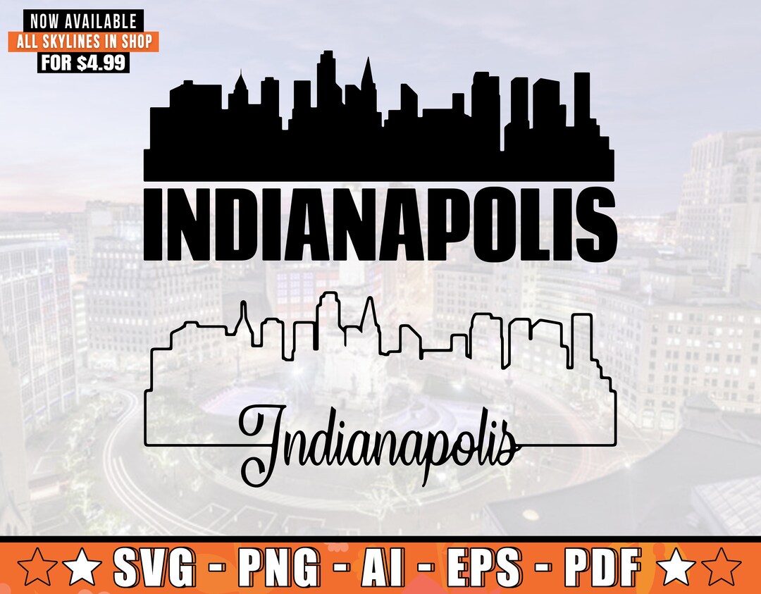 Indianapolis Skyline SVG With Extra Outline Design | Indianapolis ...