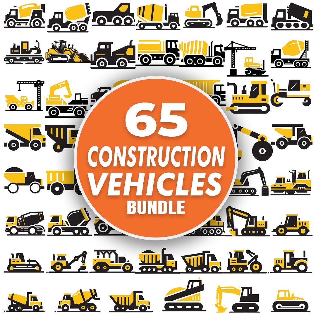 Construction Vehicles SVG Bundle | Colored Construction Equipment ...