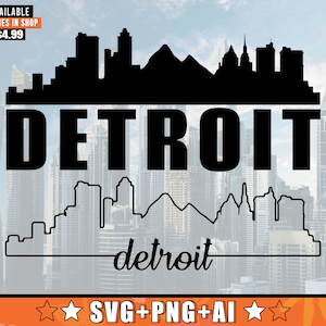 Detroit Skyline SVG With Extra Outline Design | Detroit Michigan ...