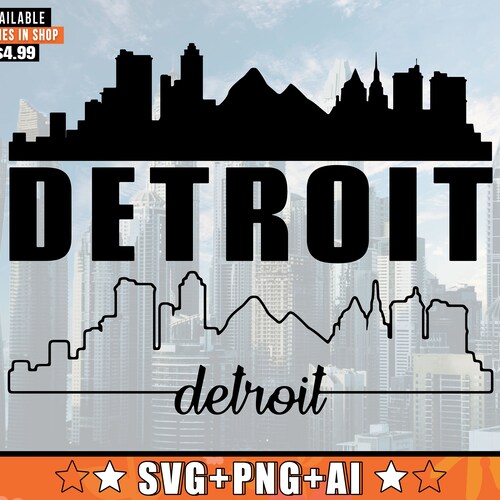 Detroit Skyline SVG With Extra Outline Design Detroit - Etsy