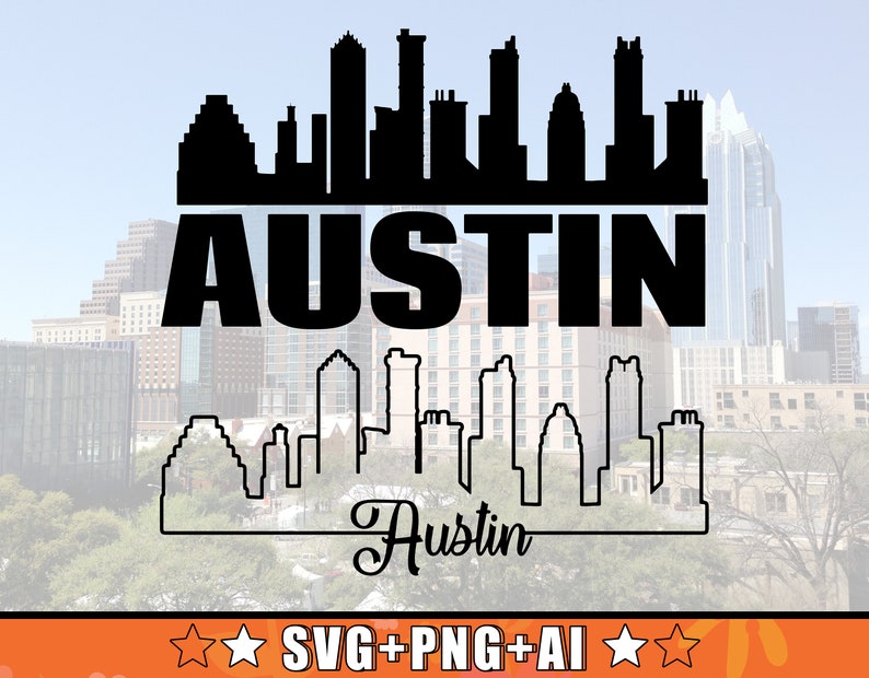 Austin Texas SVG With Extra Outline Design Texas Skyline | Etsy