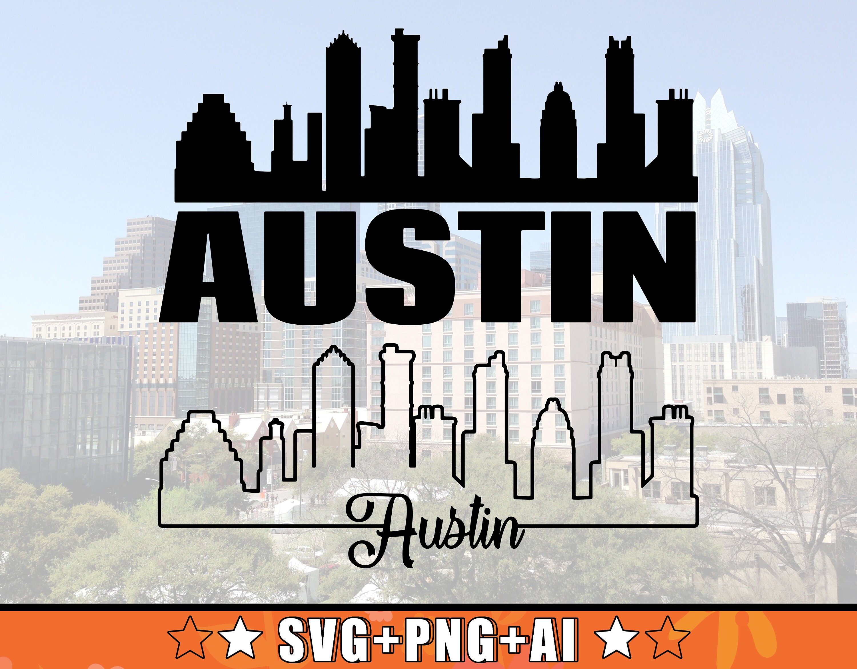 Digital Austin Skyline Texas Skyline SVG dxf Can be Used with Cricut ...
