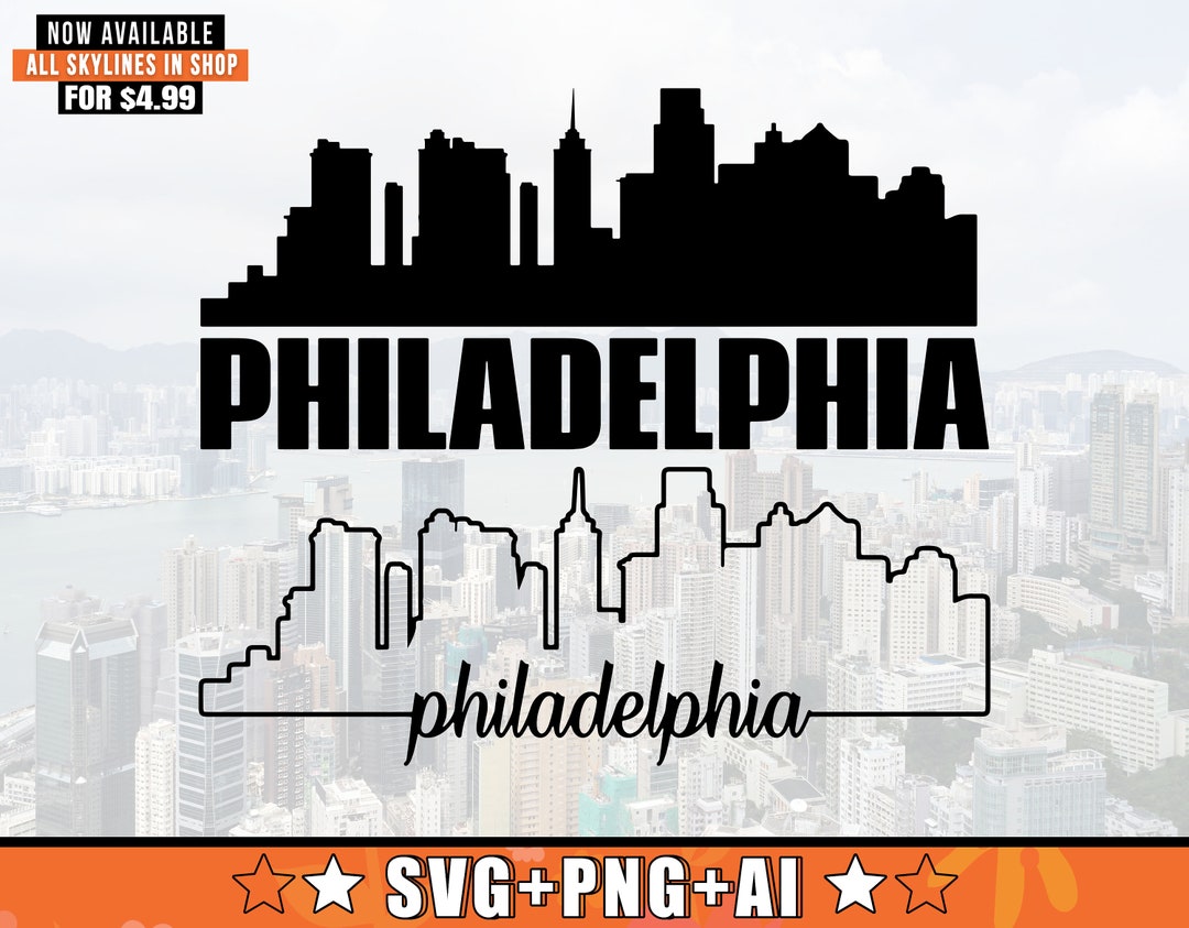 Philadelphia Skyline SVG With Extra Outline Design | Philadelphia ...
