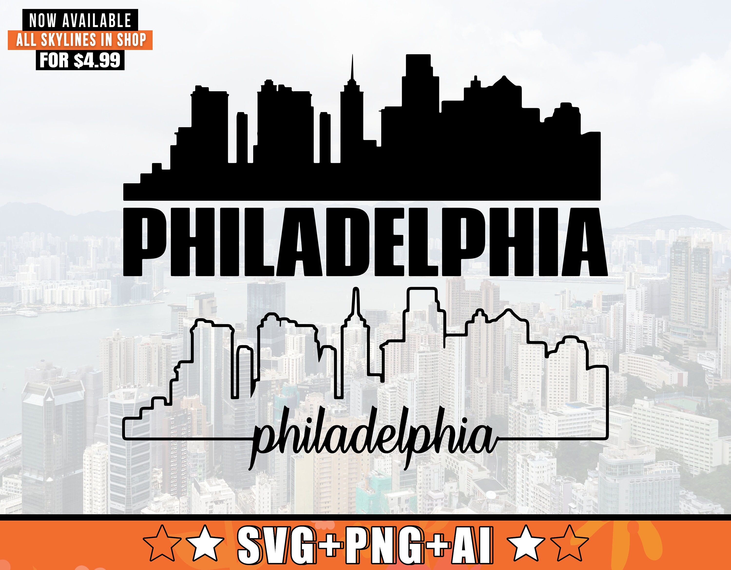Philadelphia Skyline SVG With Extra Outline Design - Etsy