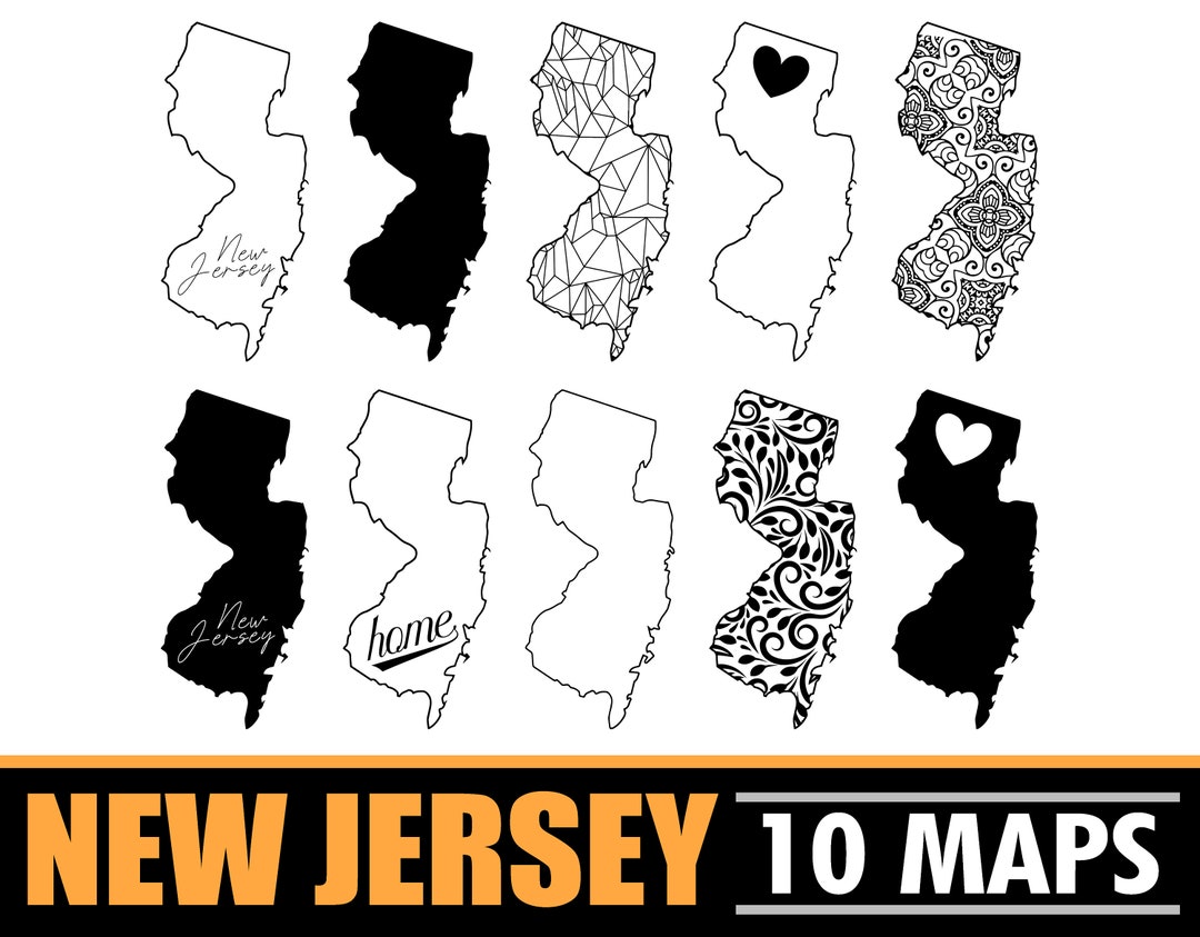 New Jersey State Map SVG | Map Bundle Easy Cut Digital File | New ...