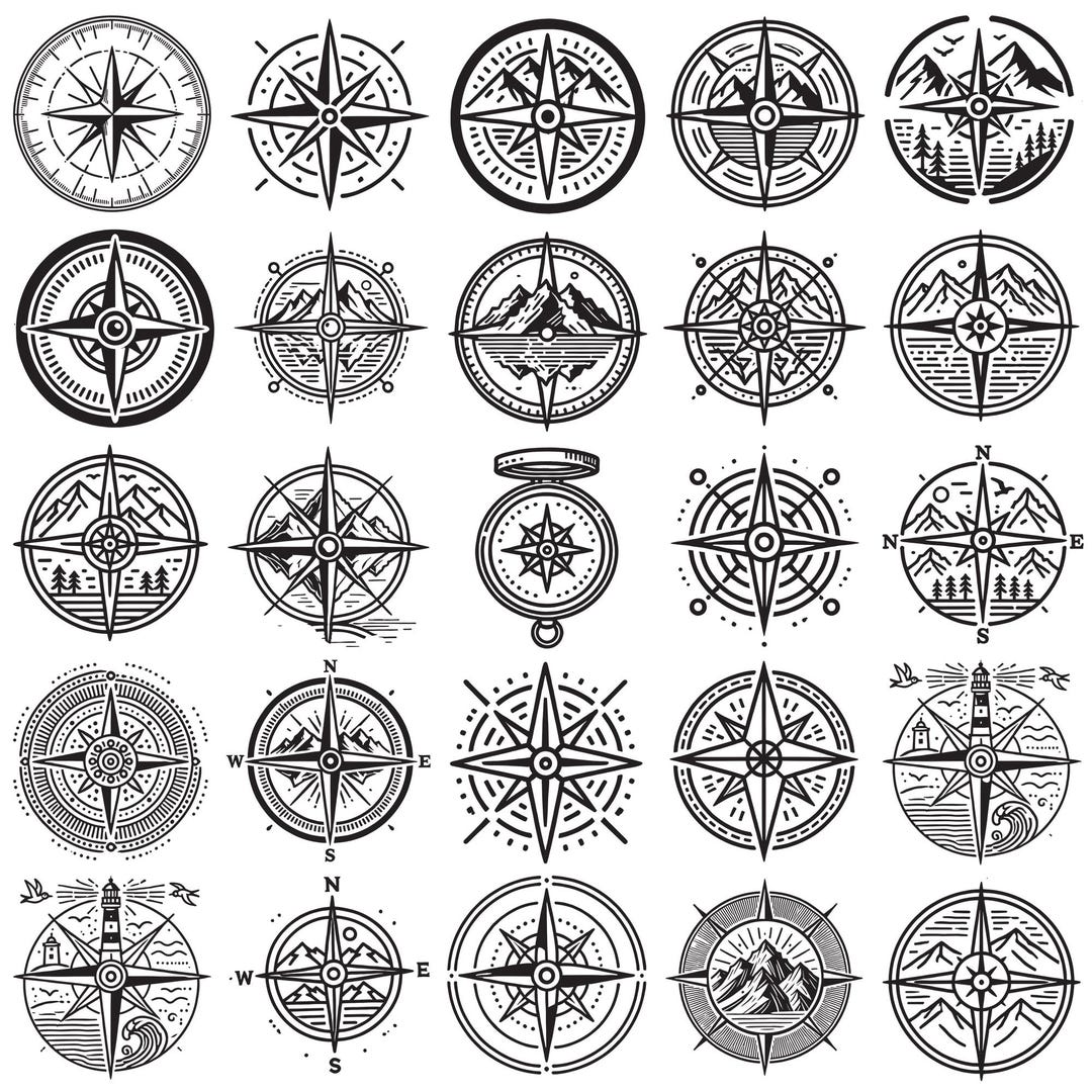 Compass SVG Bundle | 25 Compasses SVG Bundle | Cricut Compatible ...