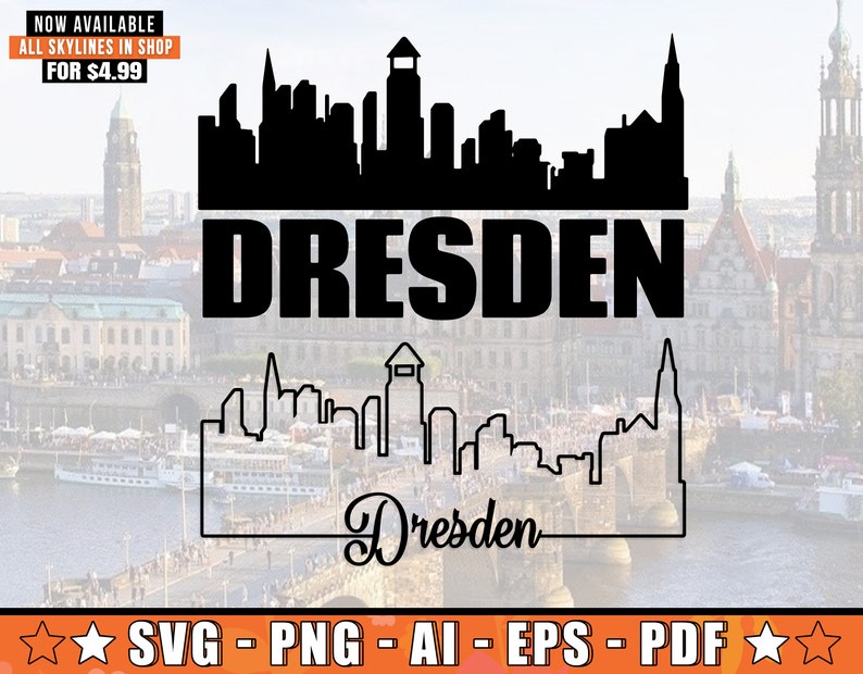 Dresden Skyline SVG With Extra Outline Design Dresden | Etsy